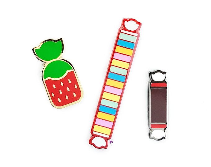 Sweet Nostalgia Enamel Pins Lapel Pin Candy Strawberry Chocolate - Etsy