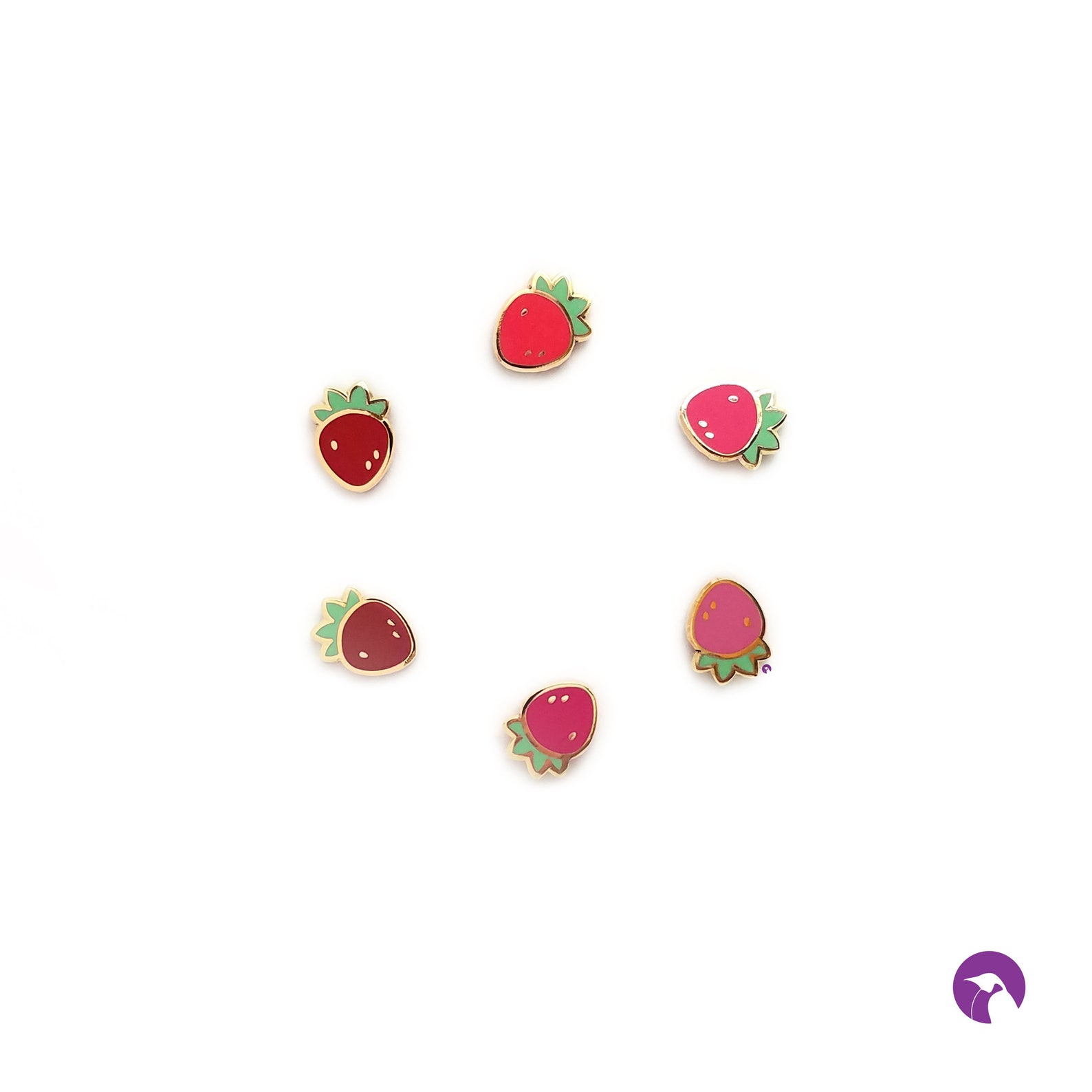 Mini Strawberry Pin Set 6 Piece Lapel Pin Fruit Pin - Etsy