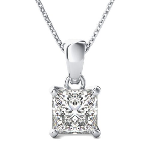 Princess Cut Moissanite Pendant Necklace / Simulated Diamond - Etsy
