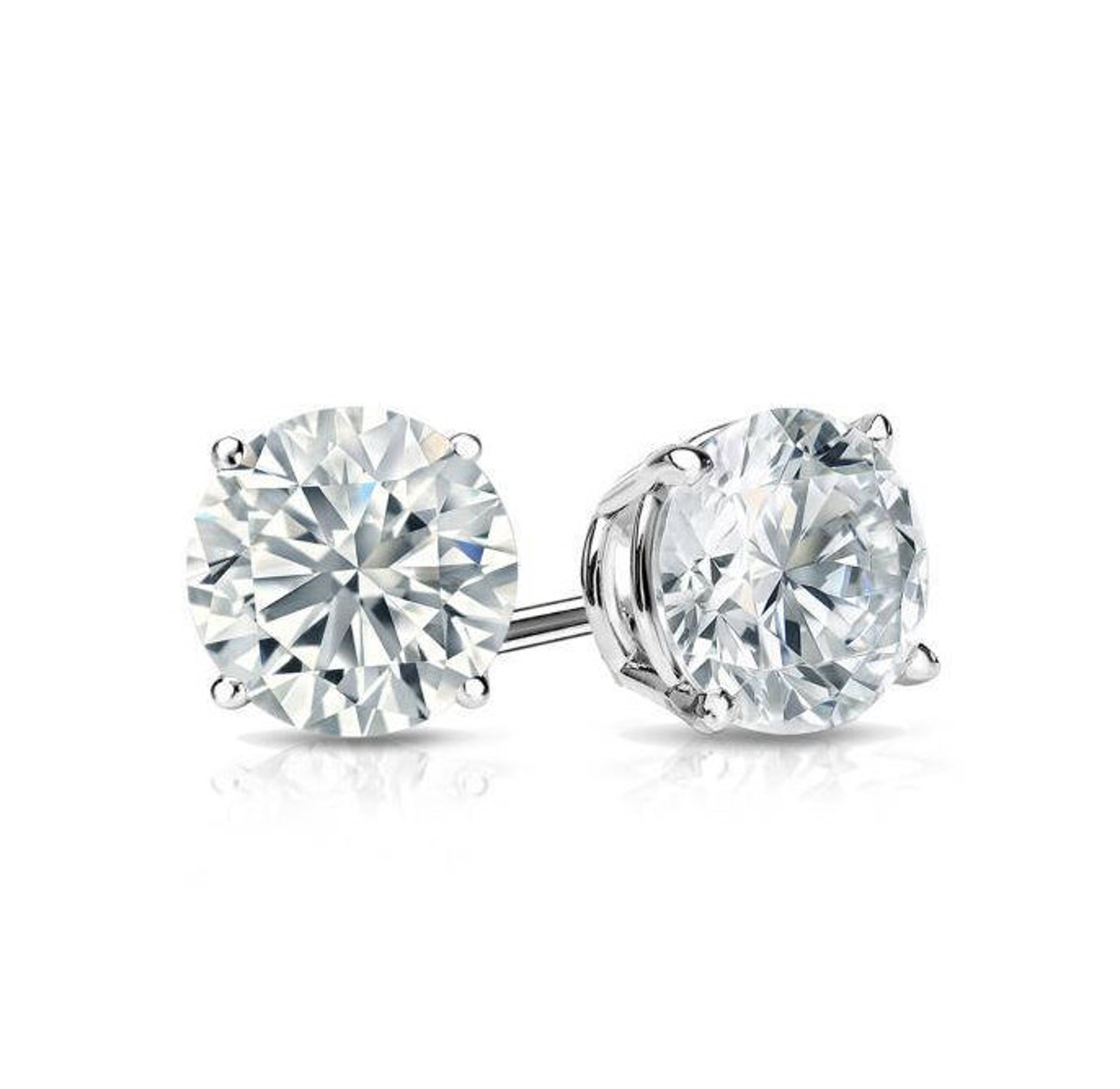 1 Ct Diamond Stud Earrings Women's Diamond Solitaire Earrings 14k White ...