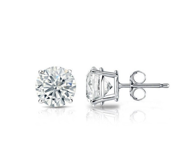 1 Ct Diamond Stud Earrings Women's Diamond Solitaire Earrings 14k White ...