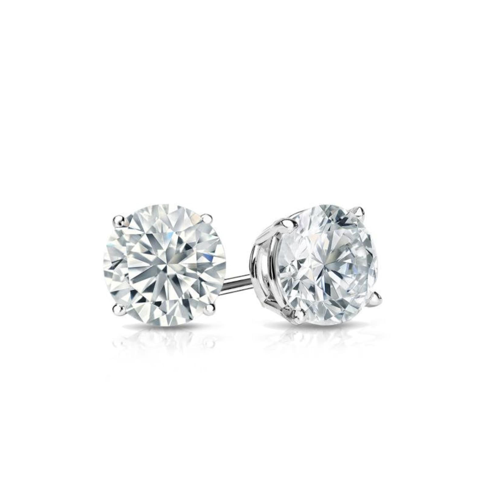 2 Ct Brilliant Round Diamond Stud Earrings Women Diamond - Etsy