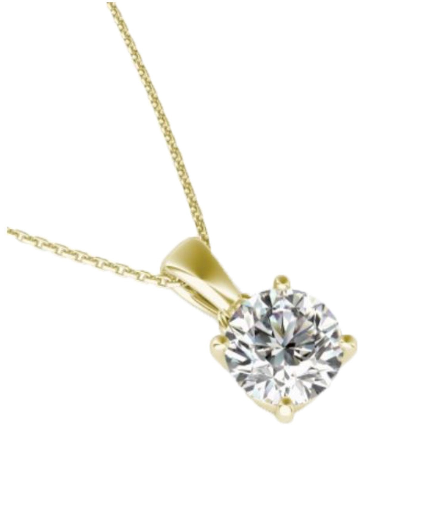 1 Ct Round Diamond Solitaire Pendant Necklace With 18" Chain 14k Yellow ...