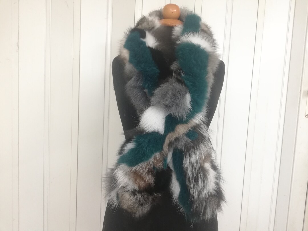 Real Fox Fur Scarf Multicolor fox Fur Neck Warmer Fox Fur - Etsy