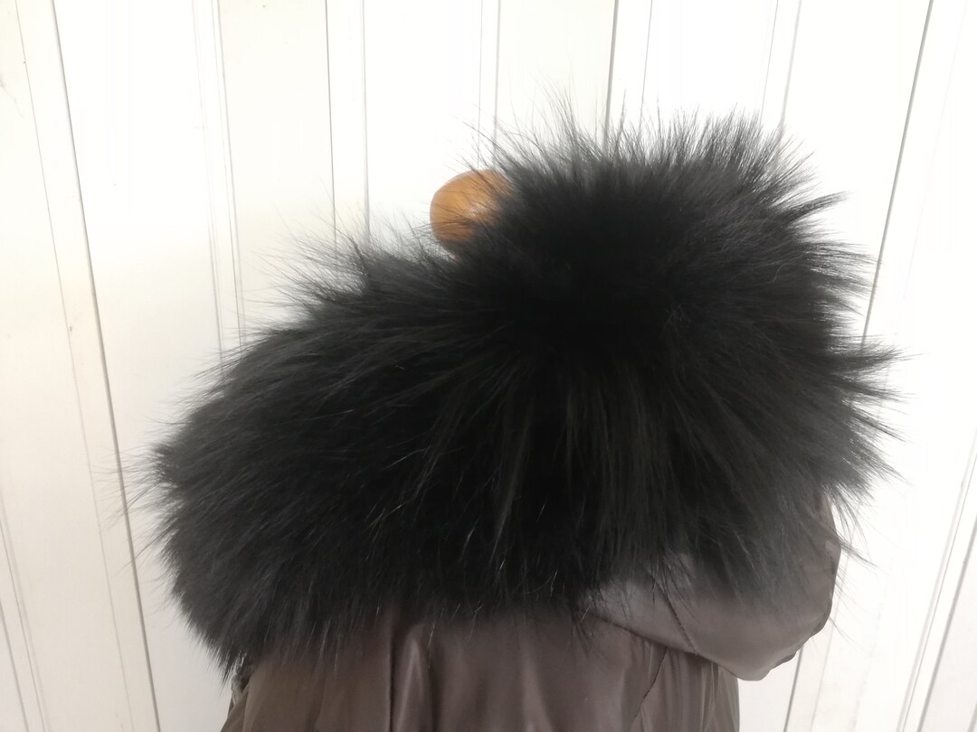 Real Fox Fur Hood Trim Black Color Fox Fur Ruff real Silver - Etsy