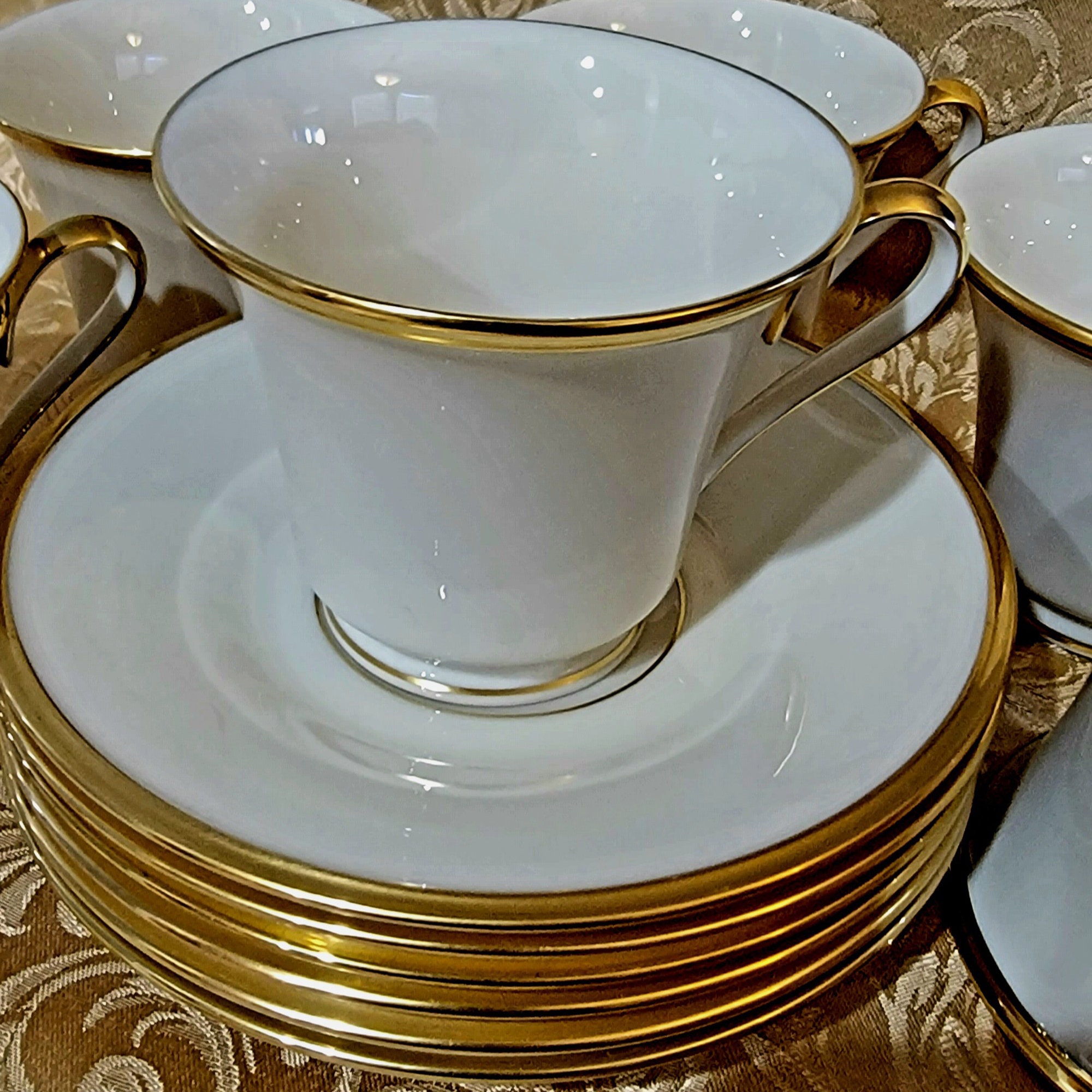 LENOX "eternal" Tea Cup & Saucer Set of 6 - Etsy