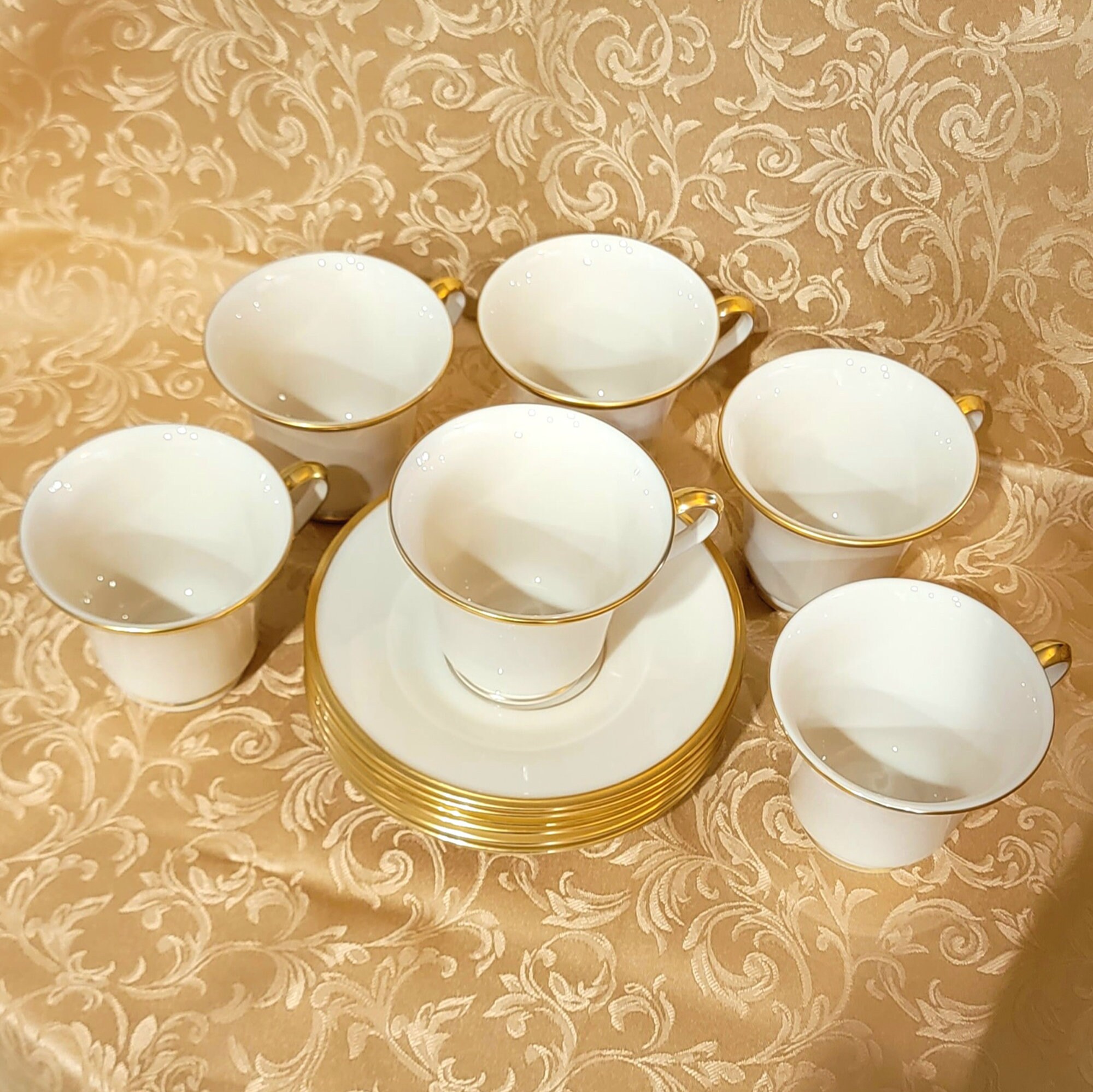 LENOX "eternal" Tea Cup & Saucer Set of 6 - Etsy