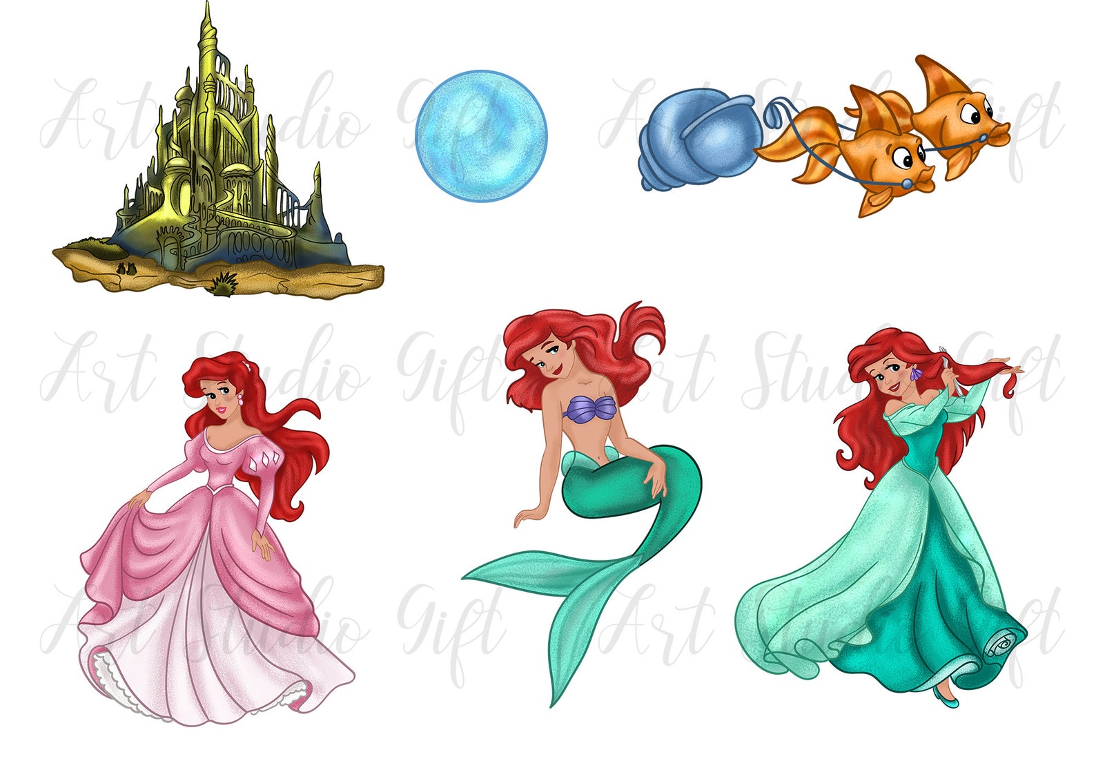 Little Mermaid Ariel Ariel Clip Art Little Mermaid Clip | Etsy