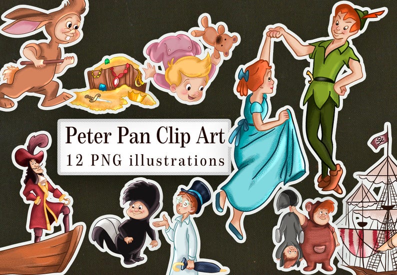 Peter Pan Clip Art Cartoon Clip Art Digital Clip Art | Etsy