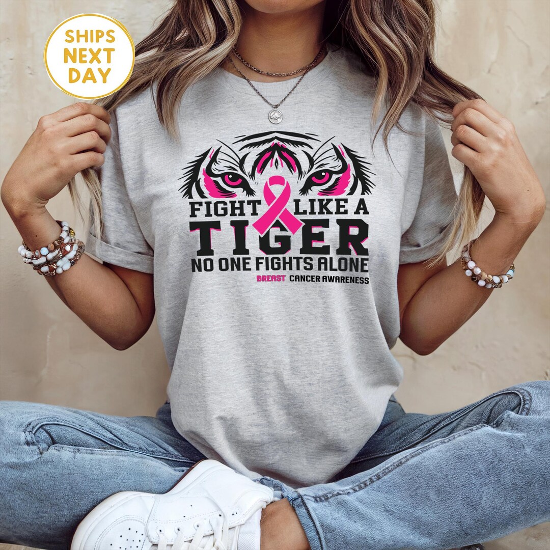 Fight Like a Tiger Breast Cancer Awareness Shirt | Pink Ribbon Tee | No ...