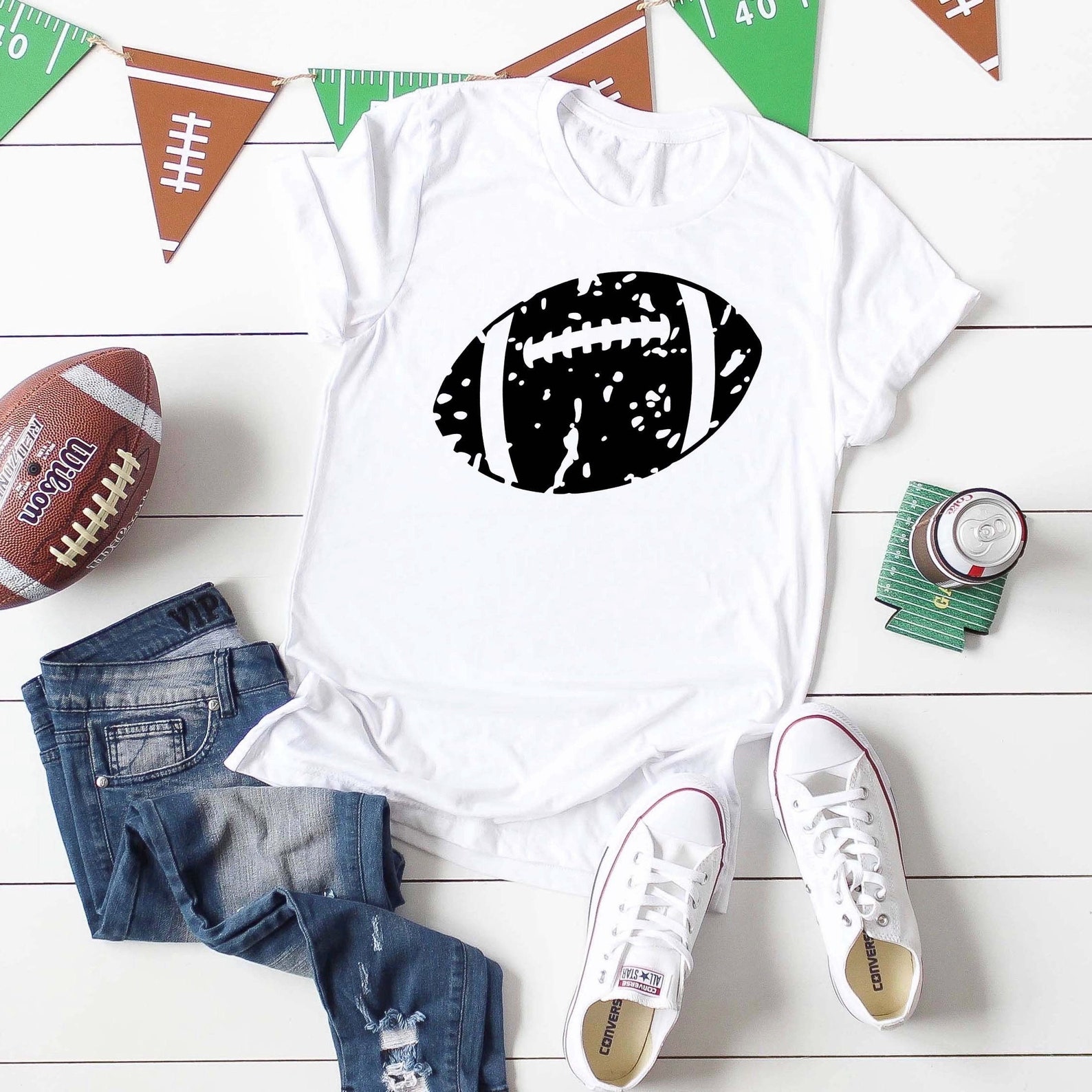 Football Shirts Football Shirt for Woman Distress Football - Etsy