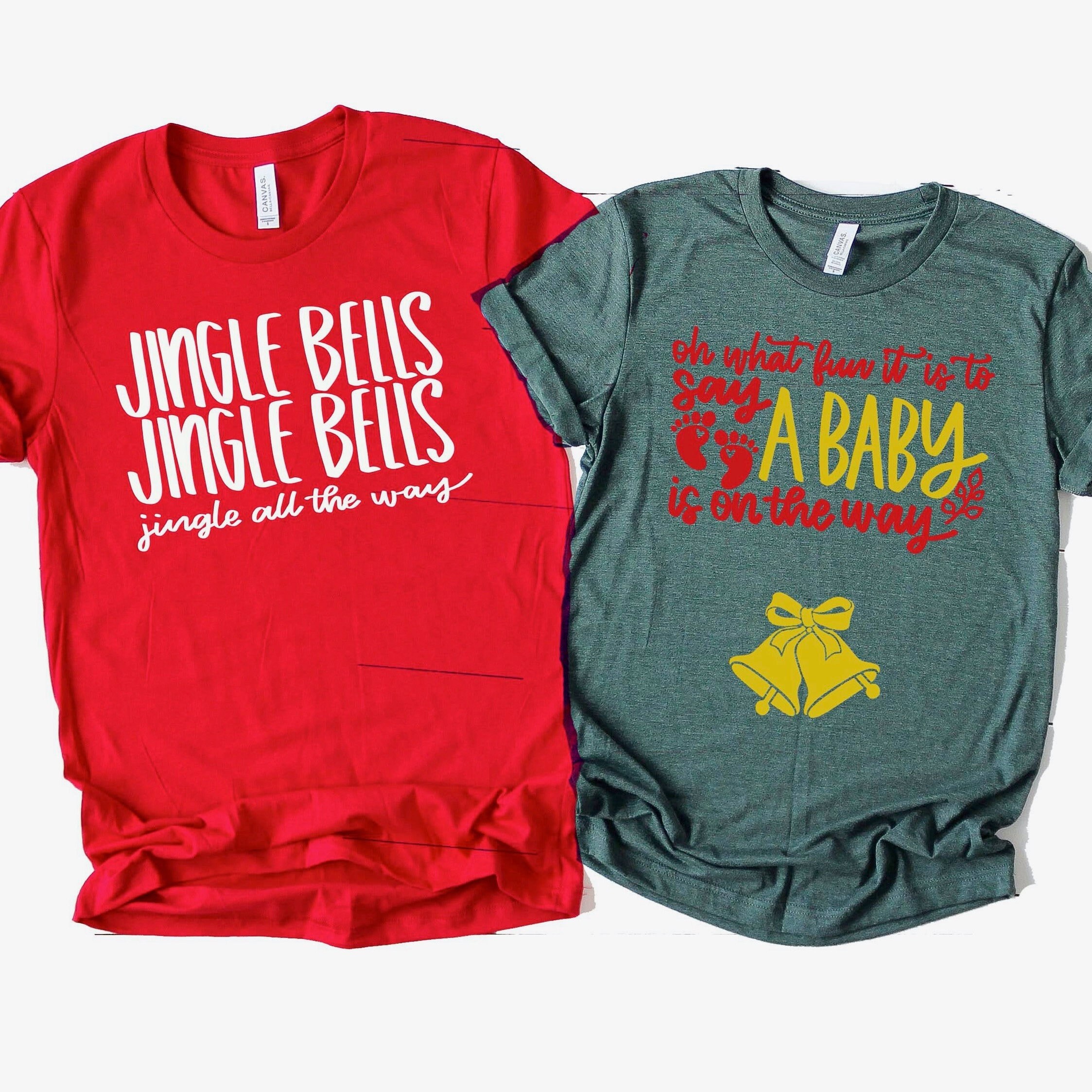 Couples Christmas Pregnancy Announcement Shirts Jingle Bells Etsy