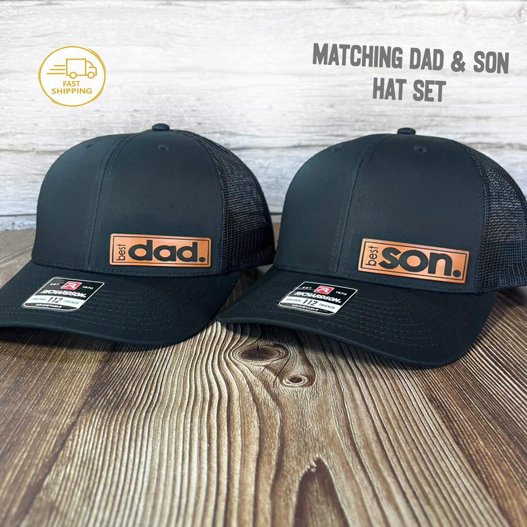 Matching Dad and Son Trucker Hat Set, Richardson 112 Leather Patch Hats ...