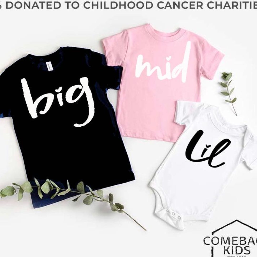 Sibling Shirt Set - Big Mid Lil - 3rd Baby Announcement - Pregnancy ...