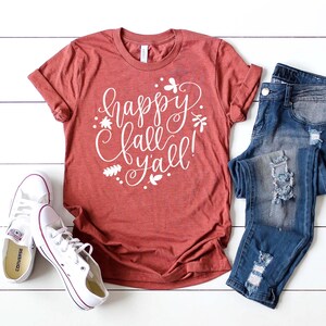 Fall Tshirts Fall Shirts Women Happy Fall Y'all Shirt Cute Fall Shirts ...