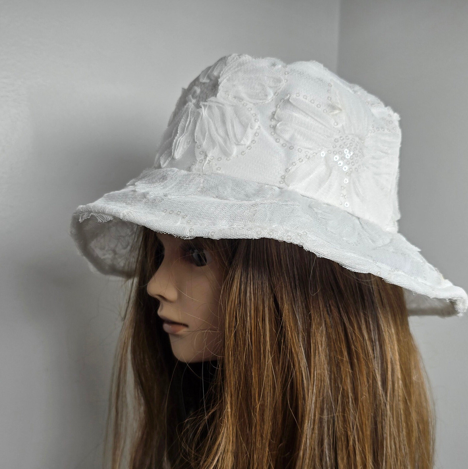 Summer Foldable Sun Beach Hats Accessories 3D Lace Flower Bucket Hat ...