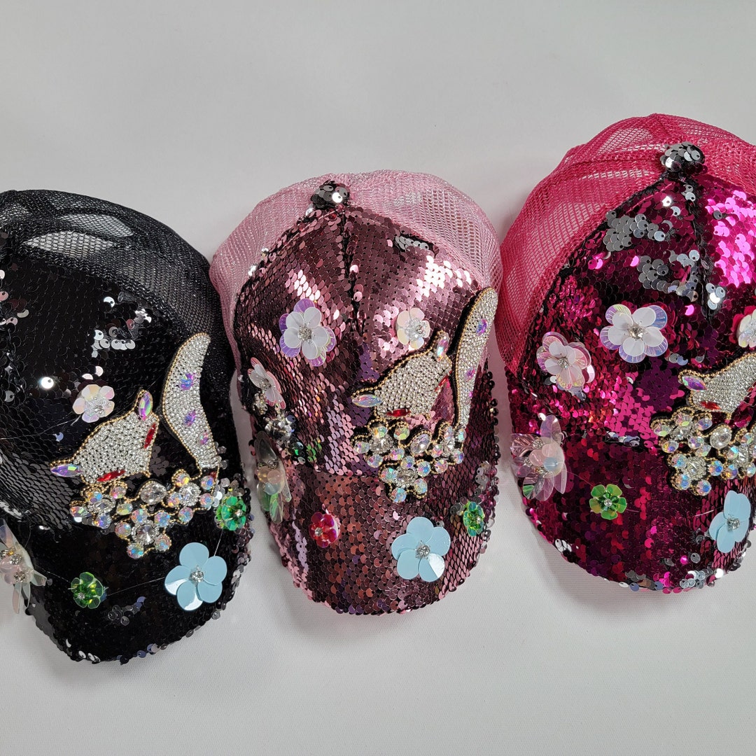 Women Sparkle Bling Rhinestone Adjustable Baseball Hat Girl Sports ...