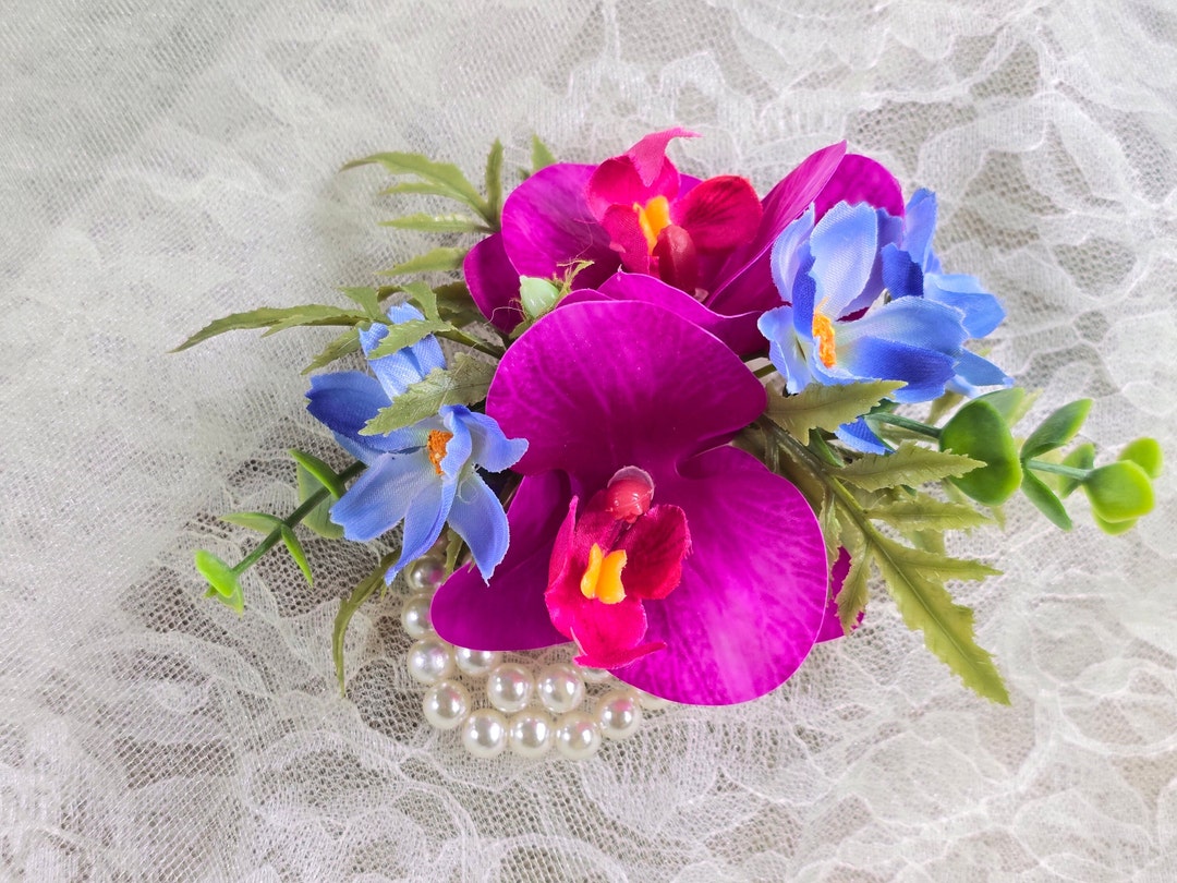 Artificial Orchid Flower and Blue Flower Corsages for Wedding/prom ...