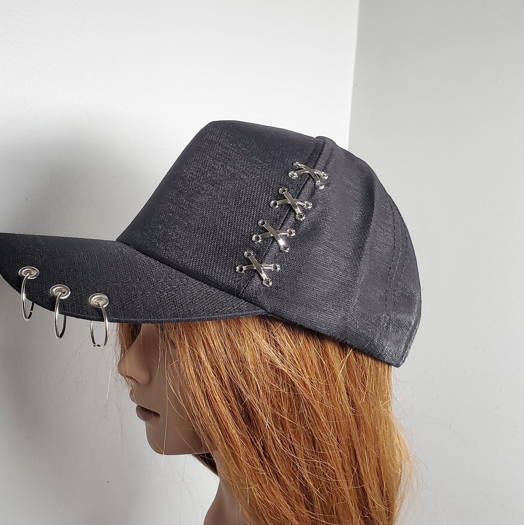 Black Hip-hop Sun Hat Distressed Plain Hoop Sports Hat Crossed Chain ...