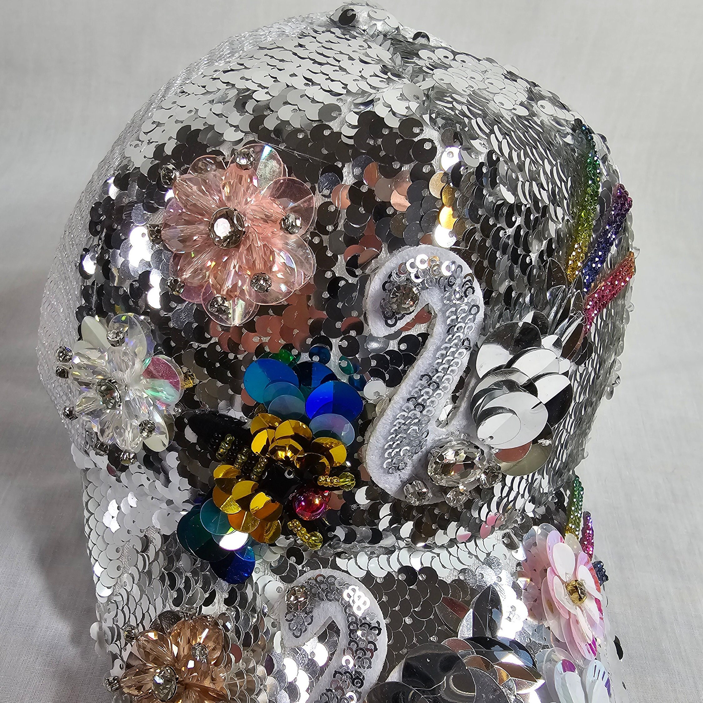 Diamond Sequined Fox Swan Hat Outdoor Sunshade Reflective Spring Summer ...