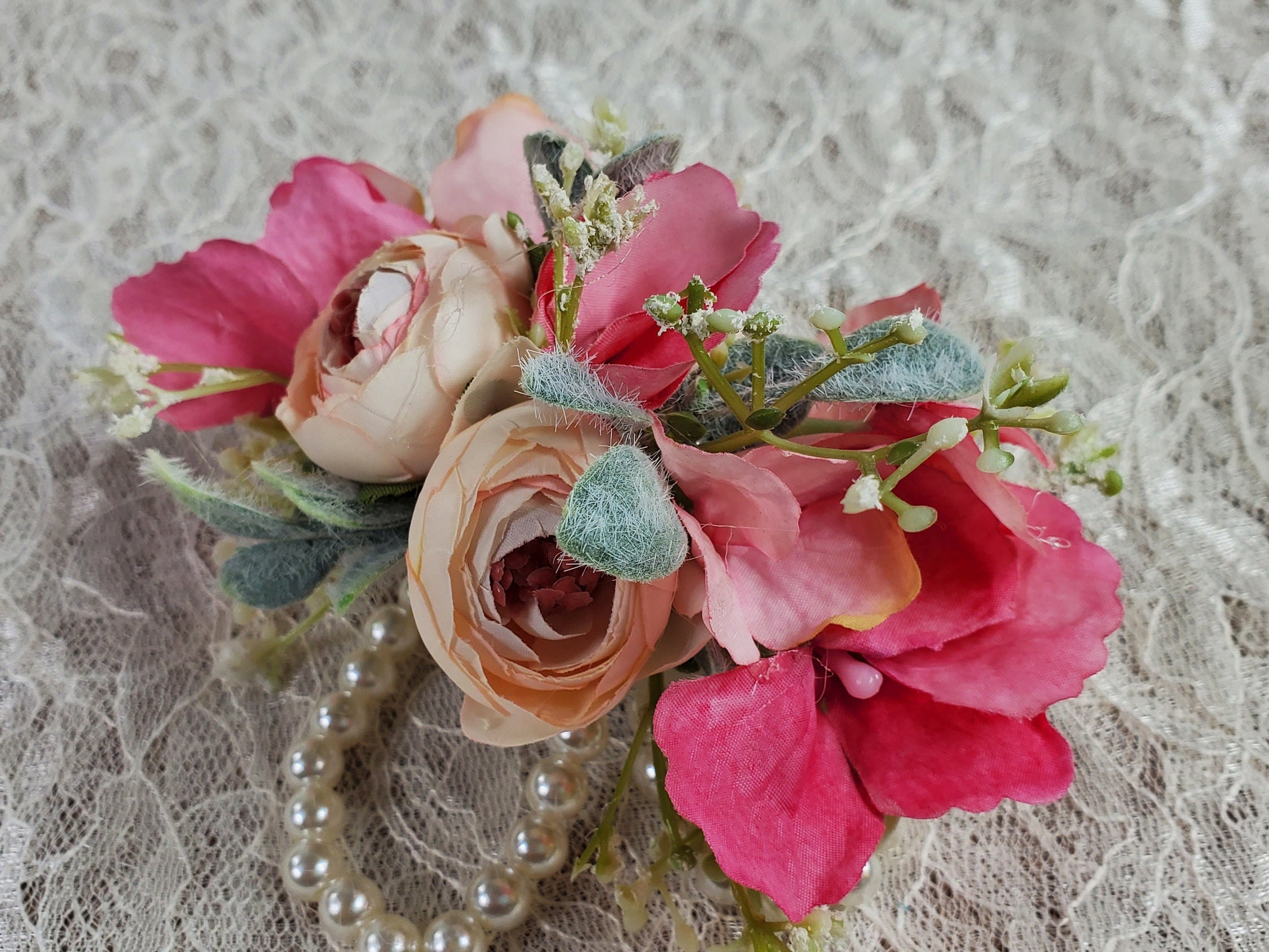 Rose Hydrangea Corsage for Prom Bridal Wrist Corsage Rose Wedding ...