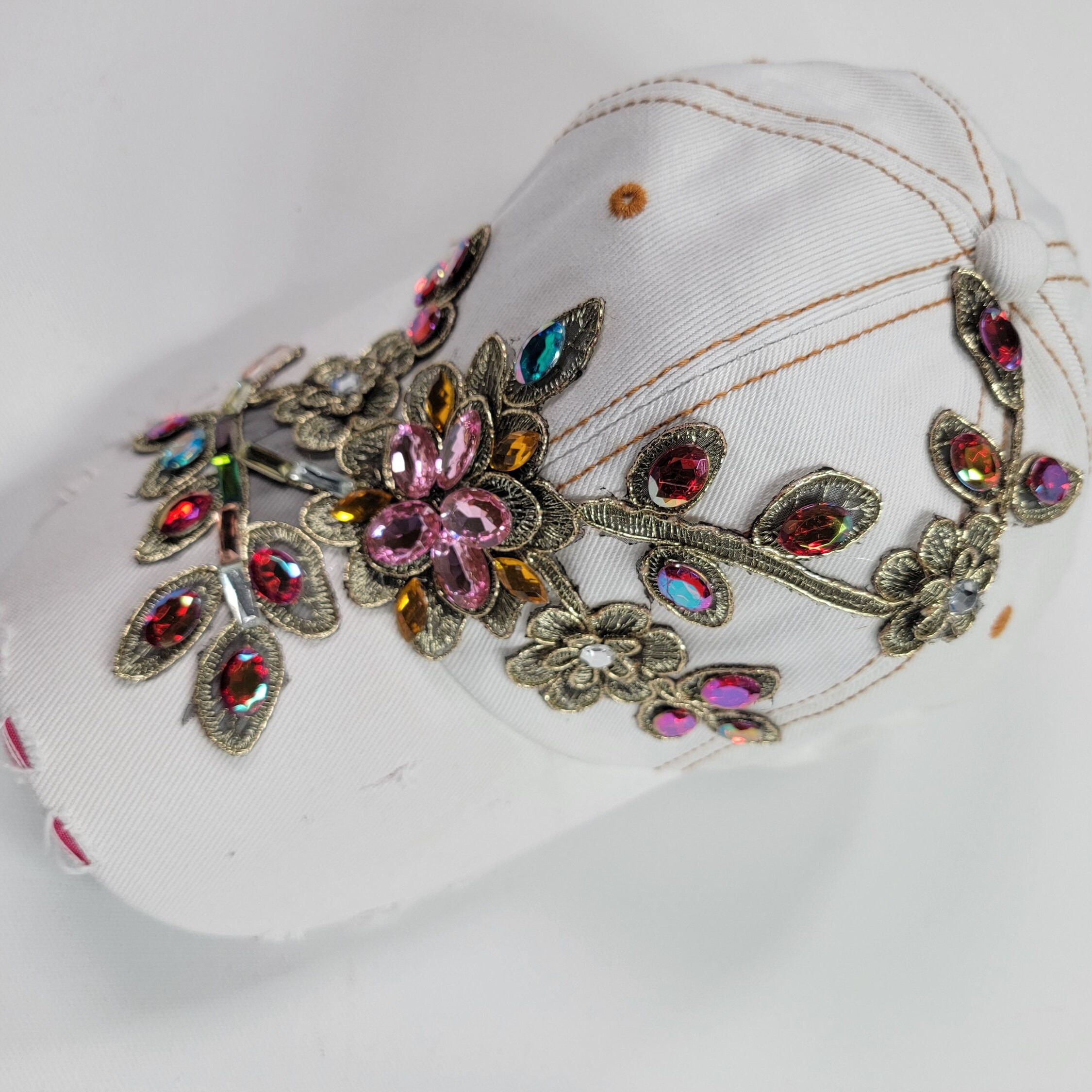 White Women Adjustable Rhinestone Bling Hat Baseball Hat Fashion Girl ...