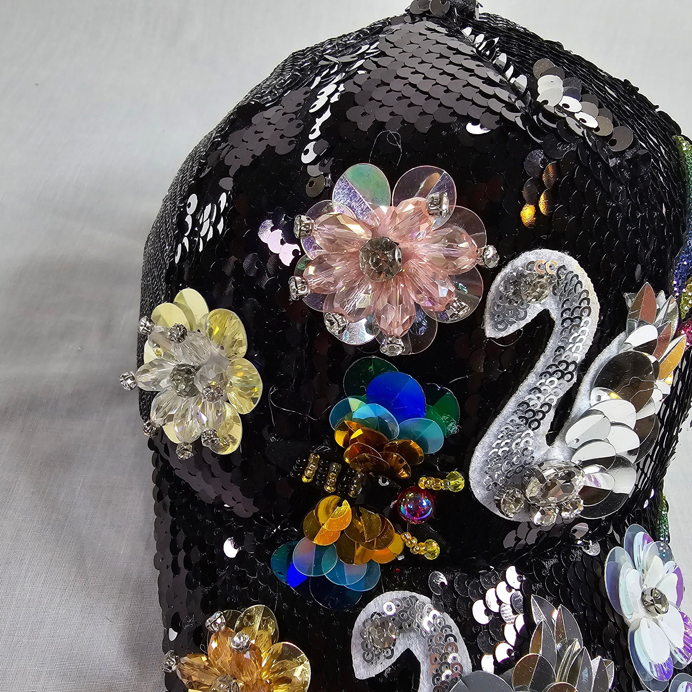 Diamond Sequined Fox Swan Hat Outdoor Sunshade Reflective Spring Summer ...