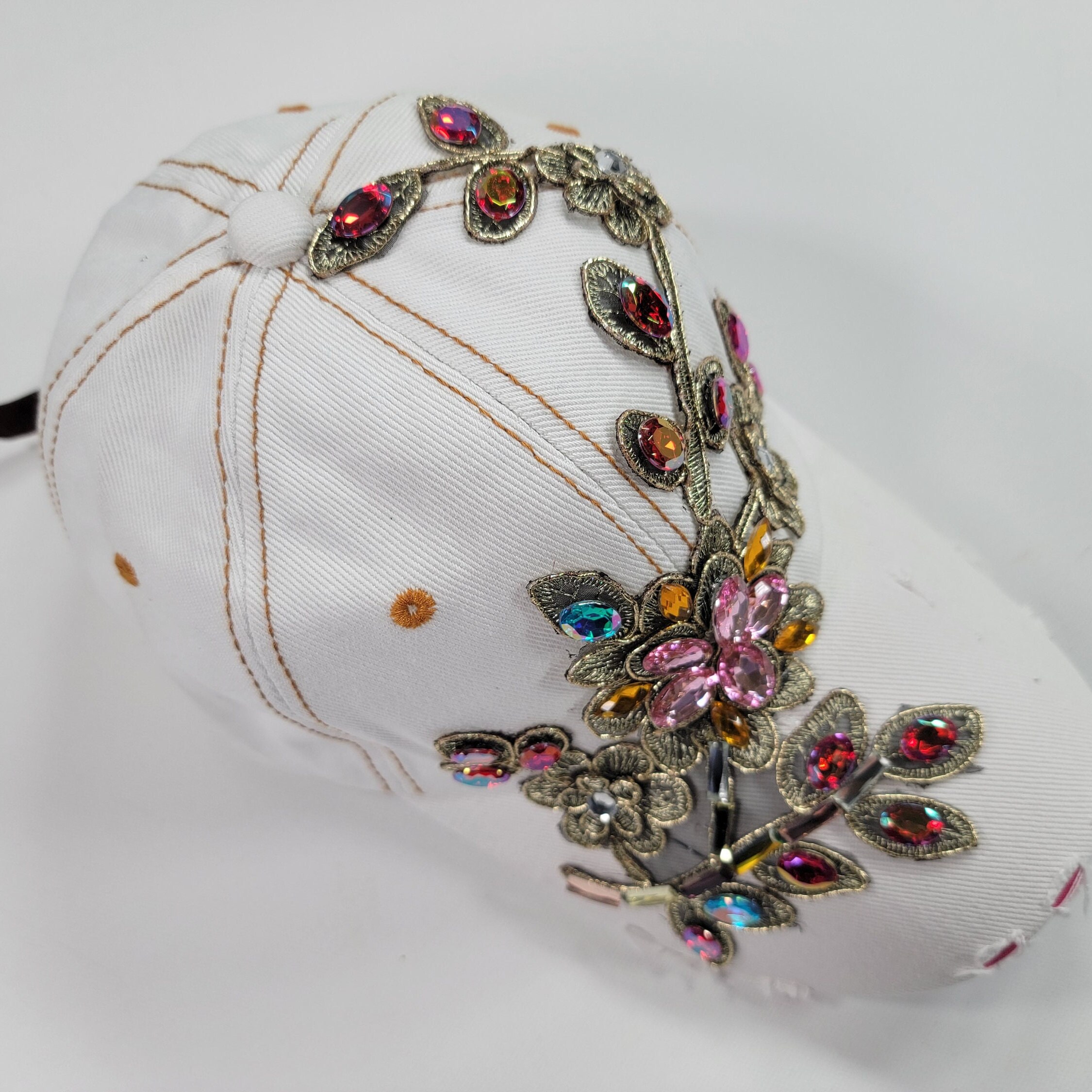 White Women Adjustable Rhinestone Bling Hat Baseball Hat Fashion Girl ...