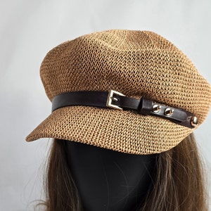 Summer Straw Beret Hat: Women's Octagonal Sun Visor With Belt - Etsy