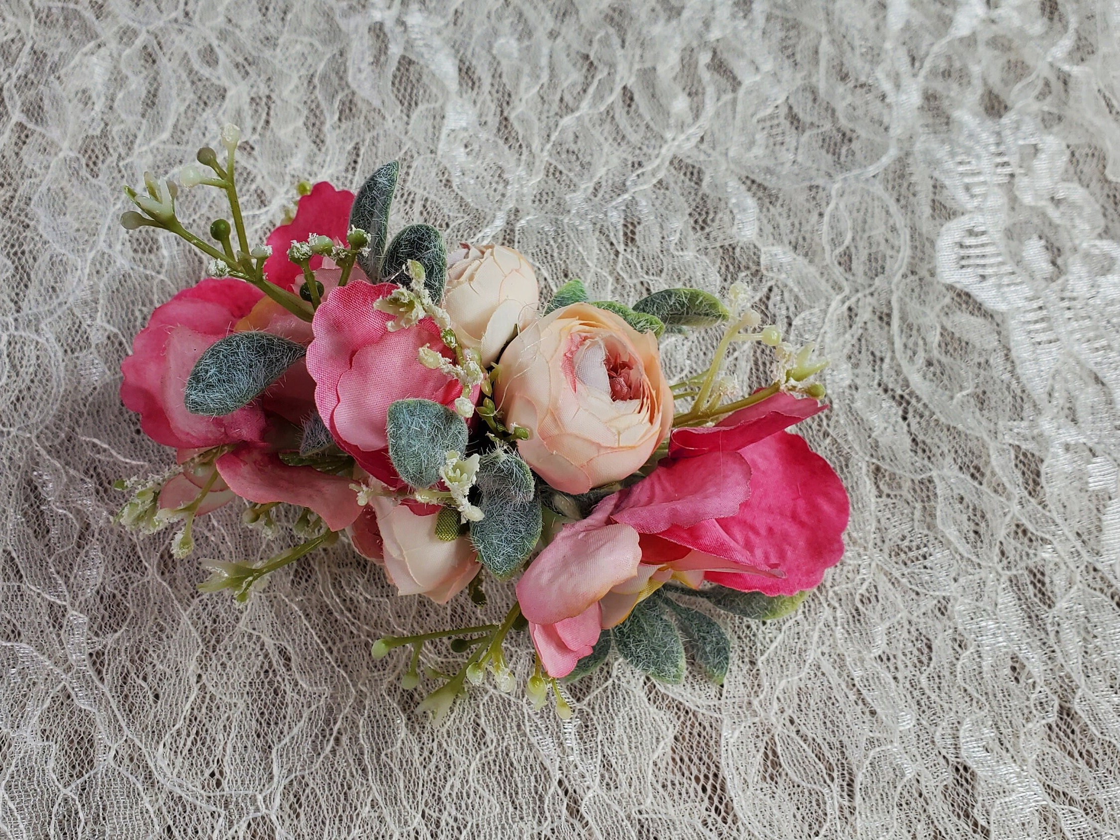 Rose Hydrangea Corsage for Prom Bridal Wrist Corsage Rose Wedding ...