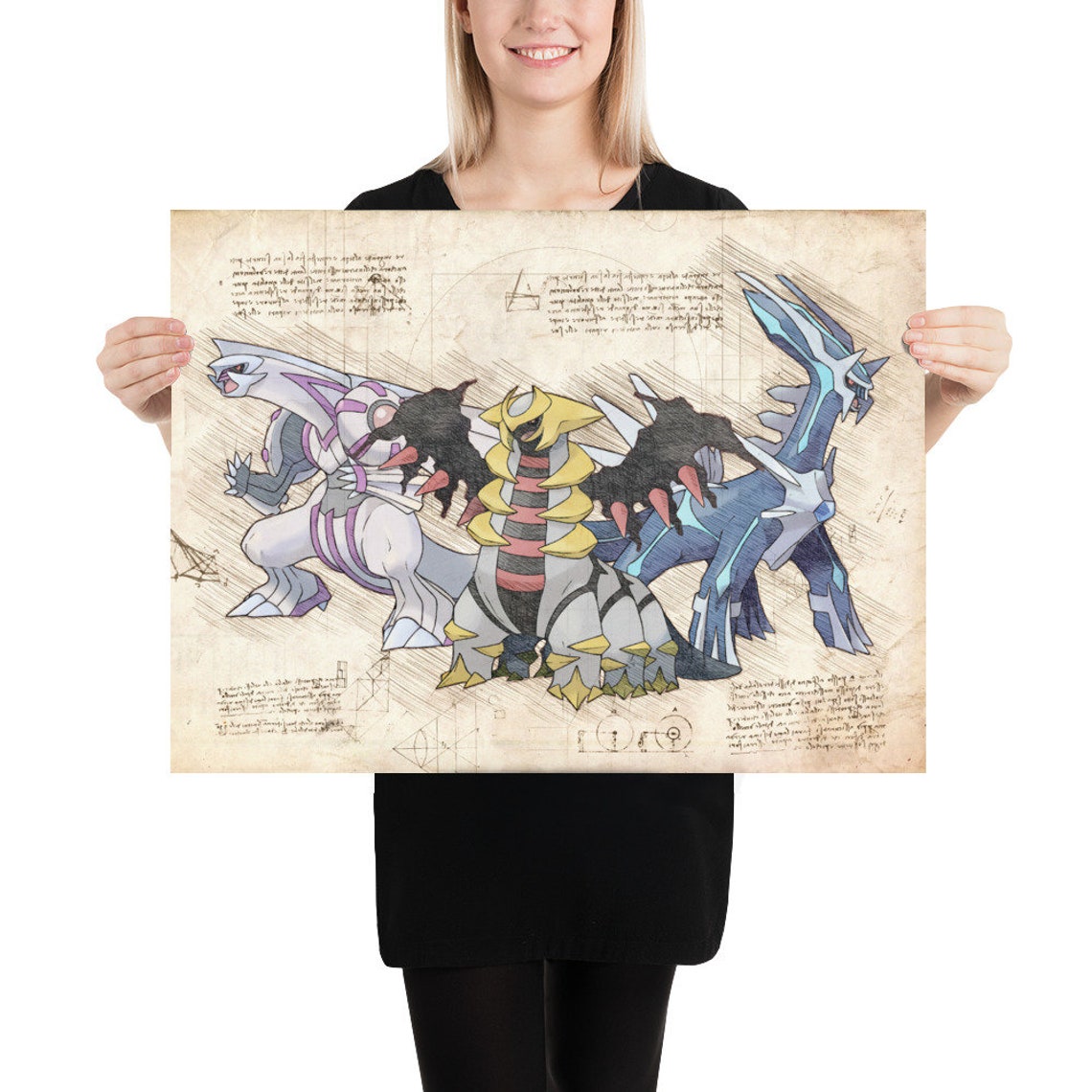 Generation 4 Giratina Dialga Palkia Fanart Wallart Room Decor | Etsy