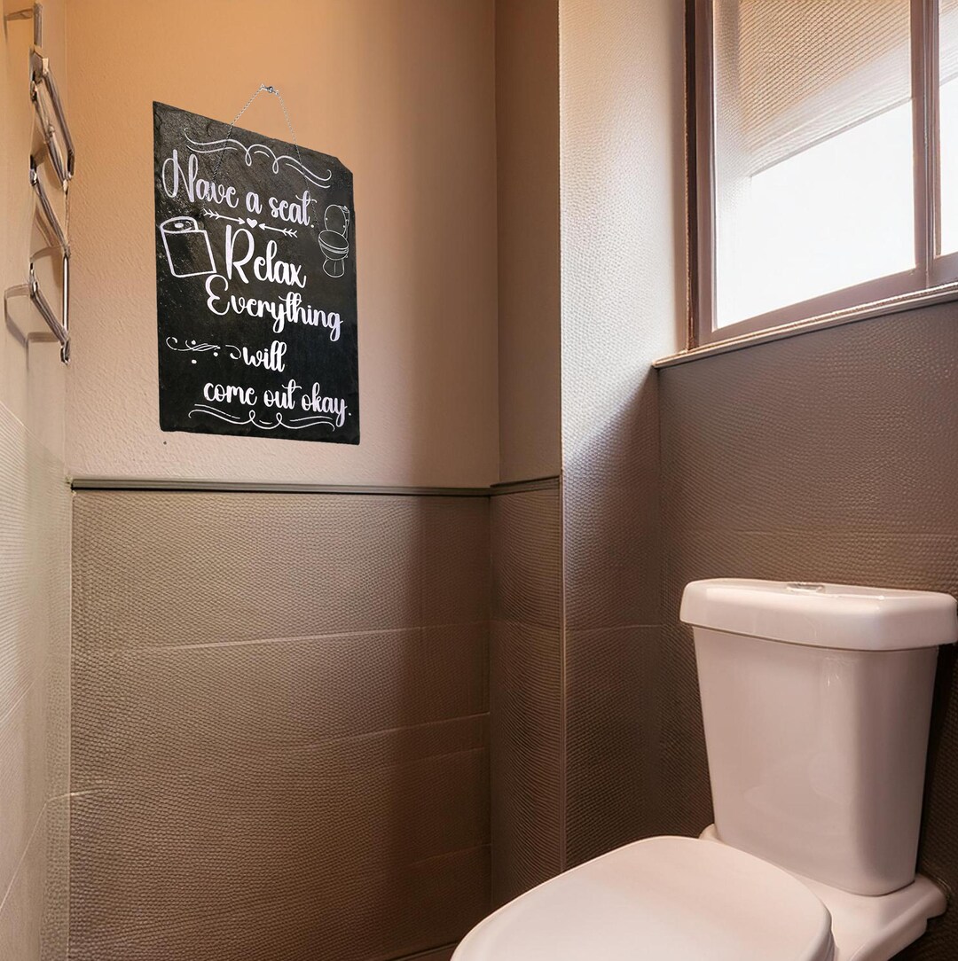 Rustic Slate Bathroom Sign: Reclaimed Buckingham Slate Plaque - Etsy