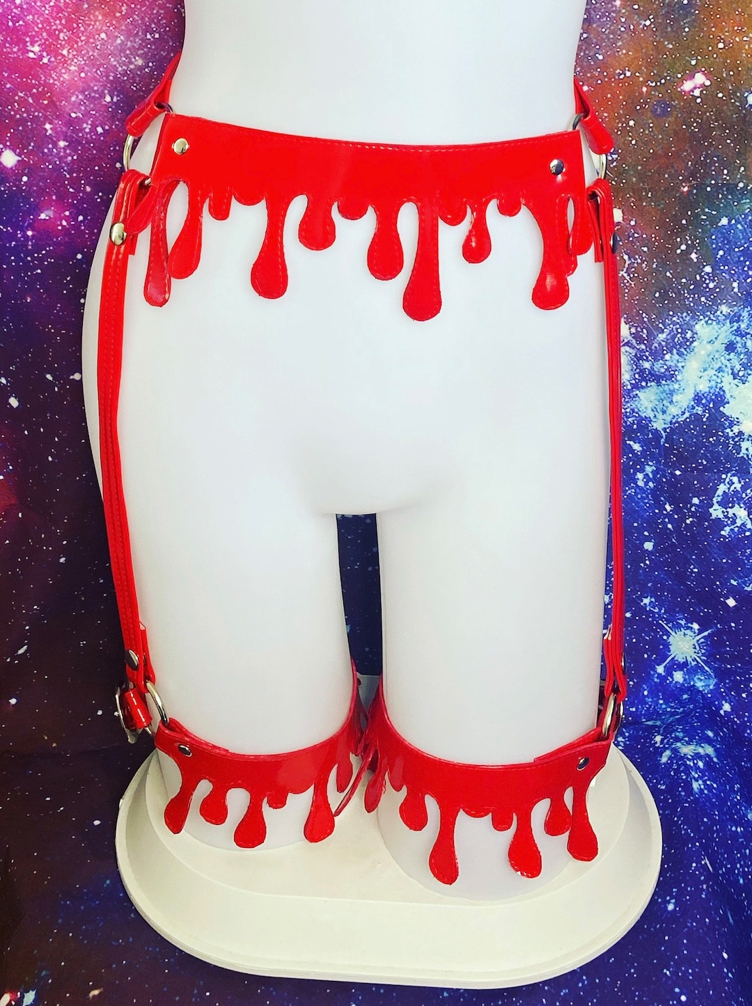 Custom Red Vinyl Leg Garters - Etsy