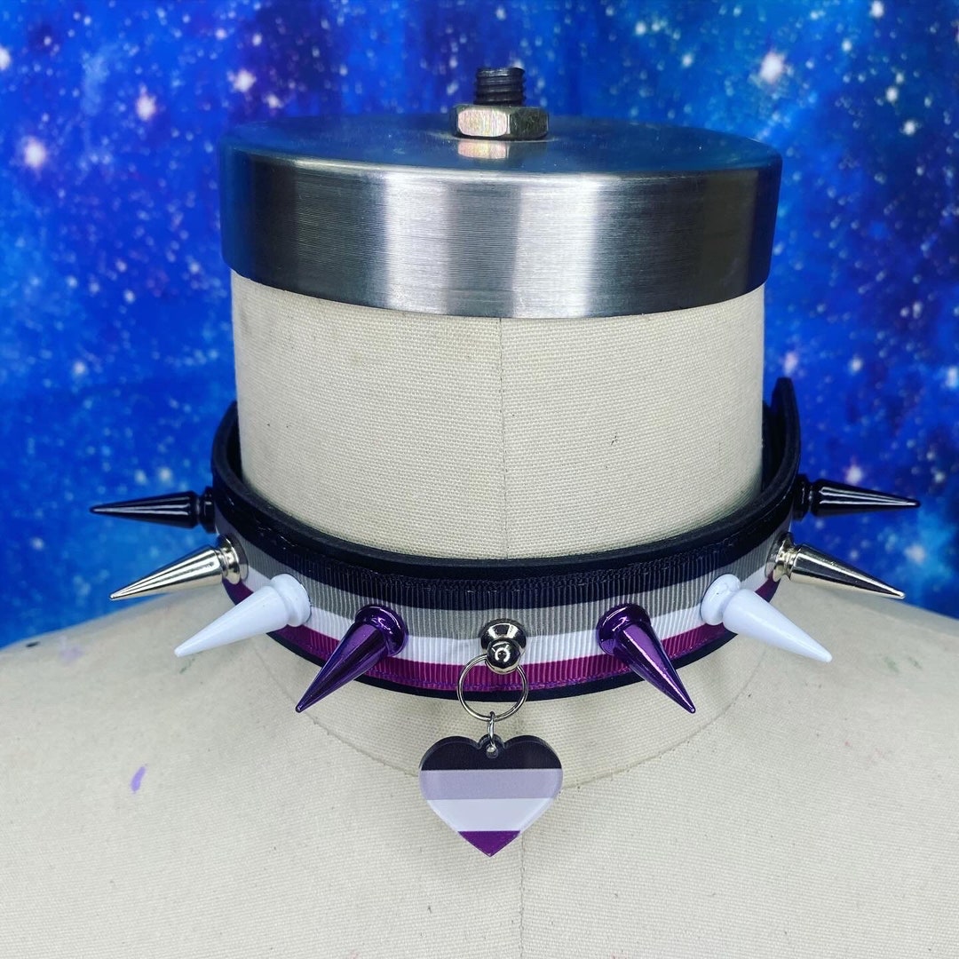 Pride Flag Spiked Choker Collar, Pansexual Asexual Bisexual Non-binary ...