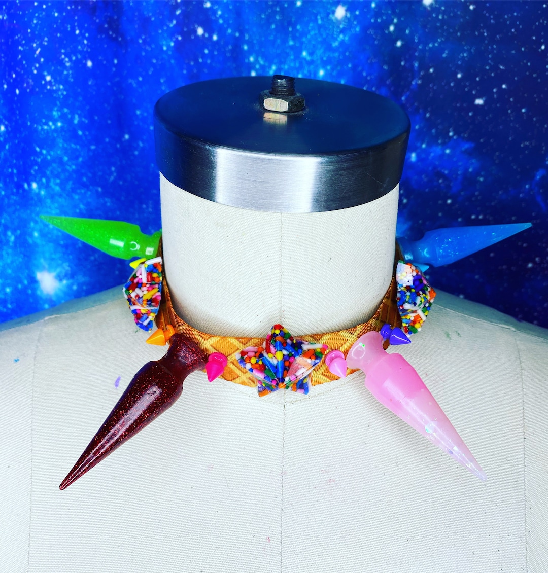 Waffle Cone Clown Sprinkle Star Resin Spike Collar - Etsy
