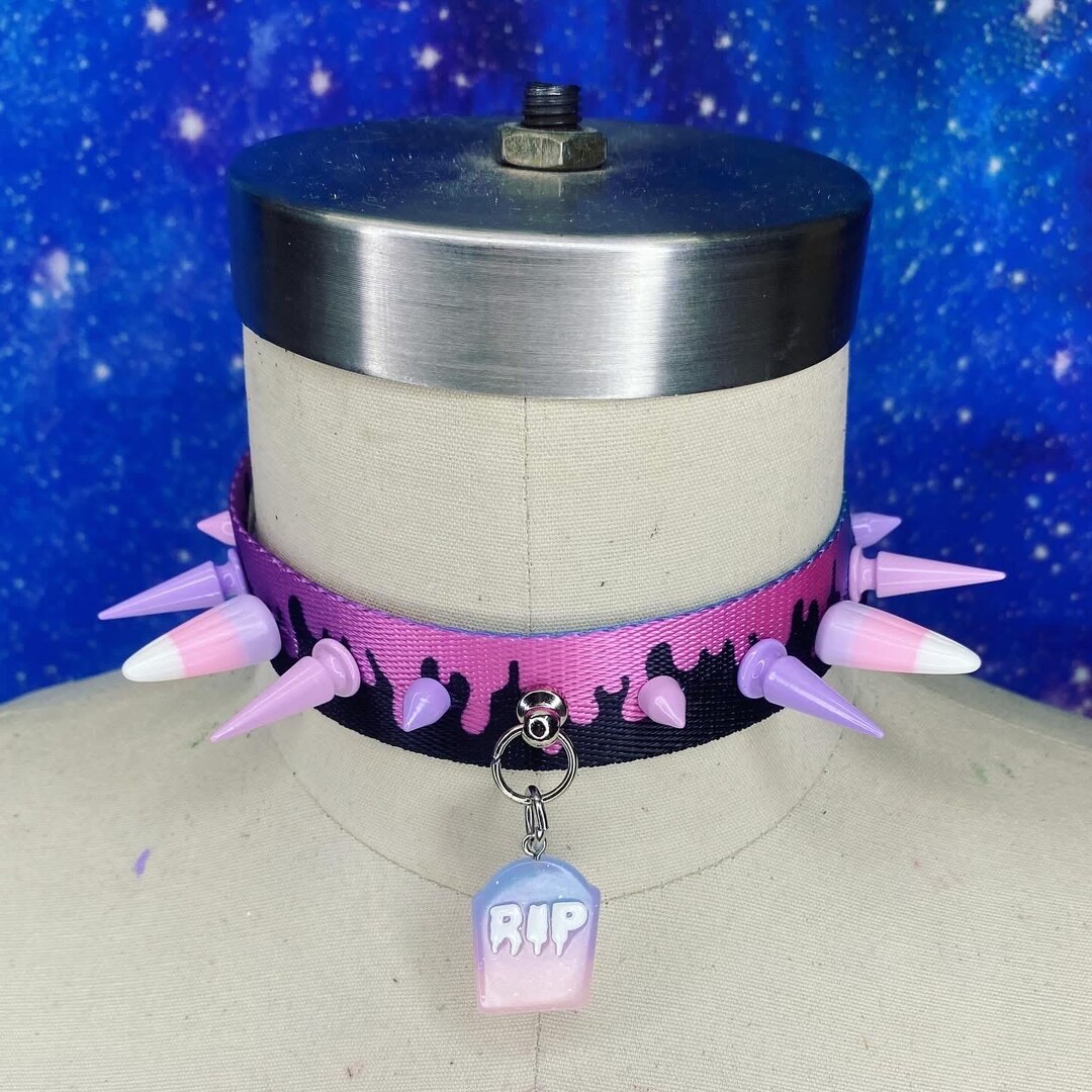 Pastel Goth Ombré Slime Drip Candy Corn Spiked Tombstone Collar ...