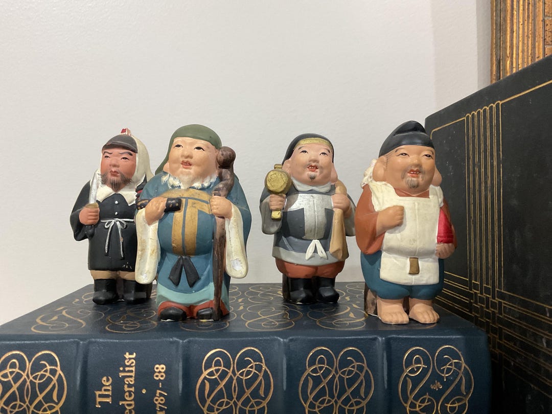 Chinese FIGURES Long Life Statues, Four Chinese Figures Dressed in ...
