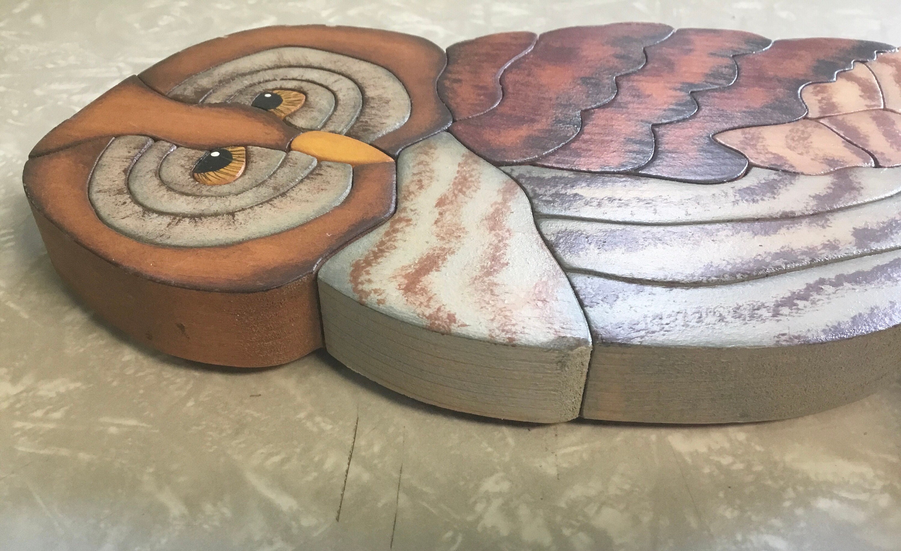 Intarsia Wood Owl Wall Art 11 Tall Handmade - Etsy