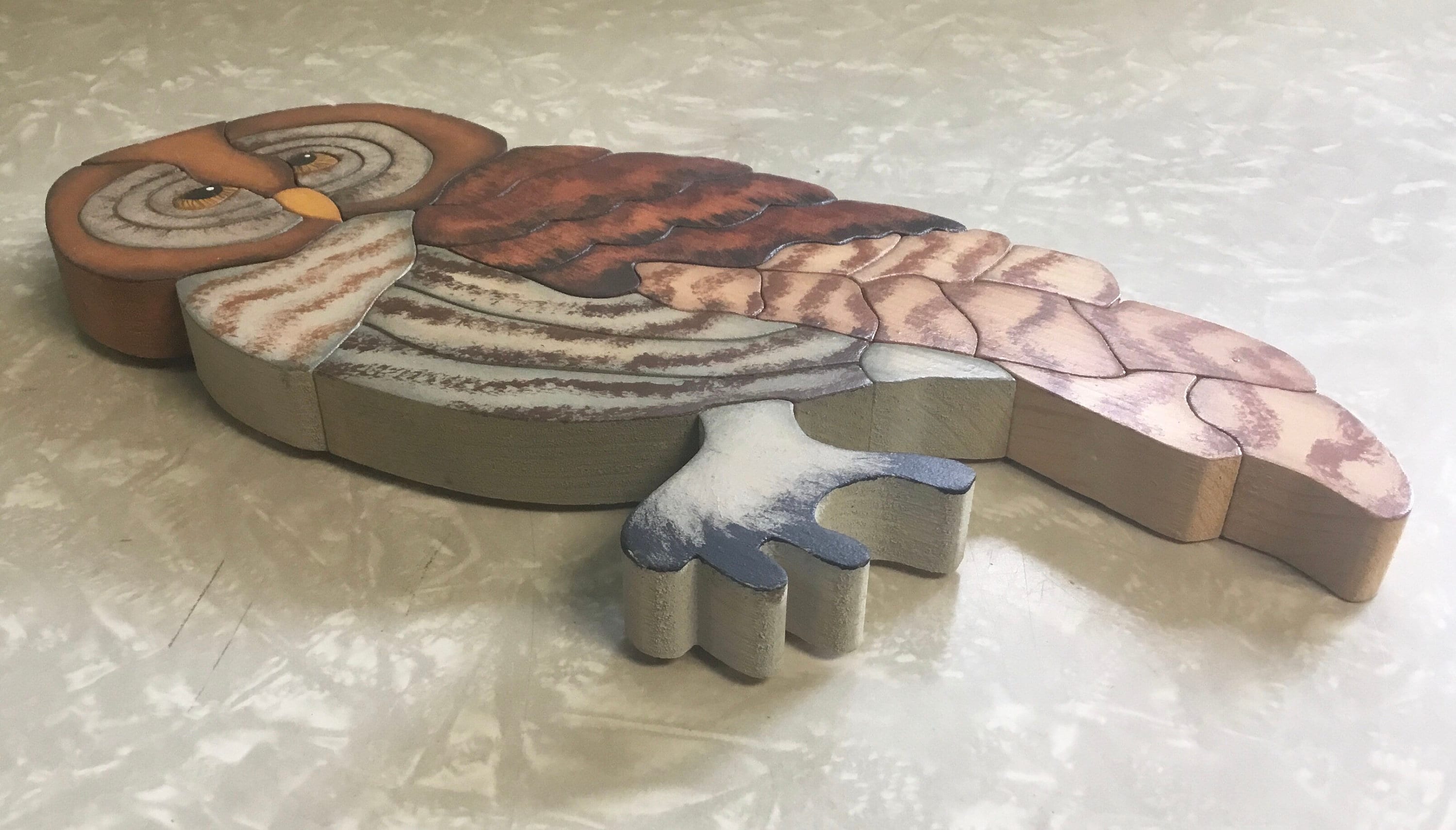 Intarsia Wood Owl Wall Art 11 Tall Handmade - Etsy