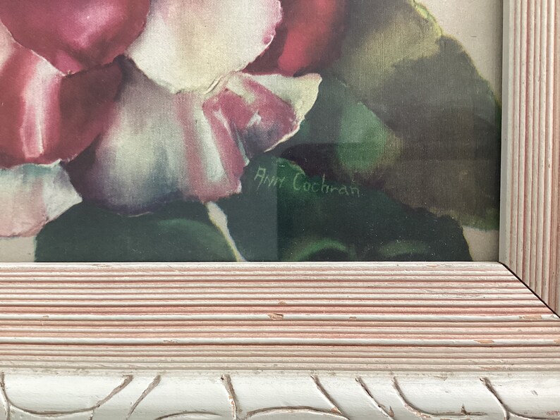 Vintage Framed Floral Print Ann Cochran - Etsy