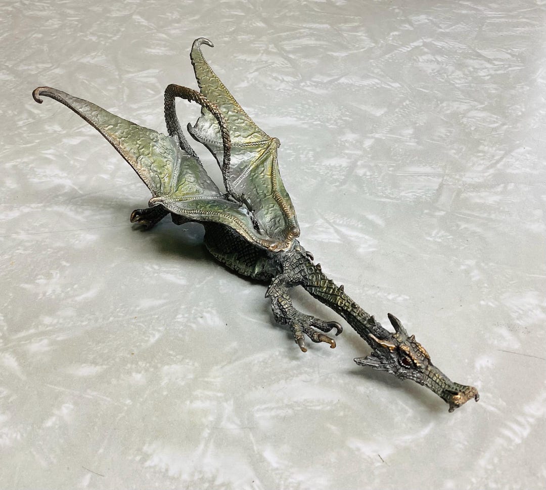 Vintage Stalking Dragon Metal Figurine - Etsy