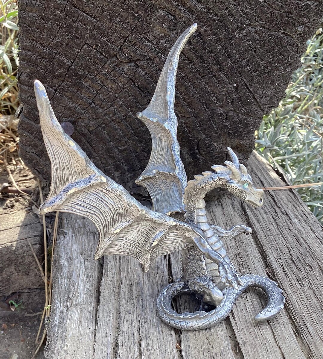 Vintage Dragon Upright Wings, Pewter - Etsy