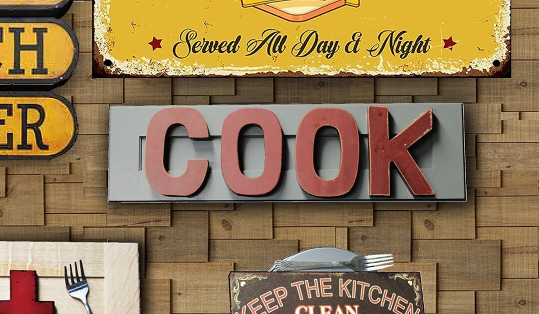 Wooden Sign, Sign Made Out of Wood, Cook, Rustic Signs, Farmhouse Signs ...
