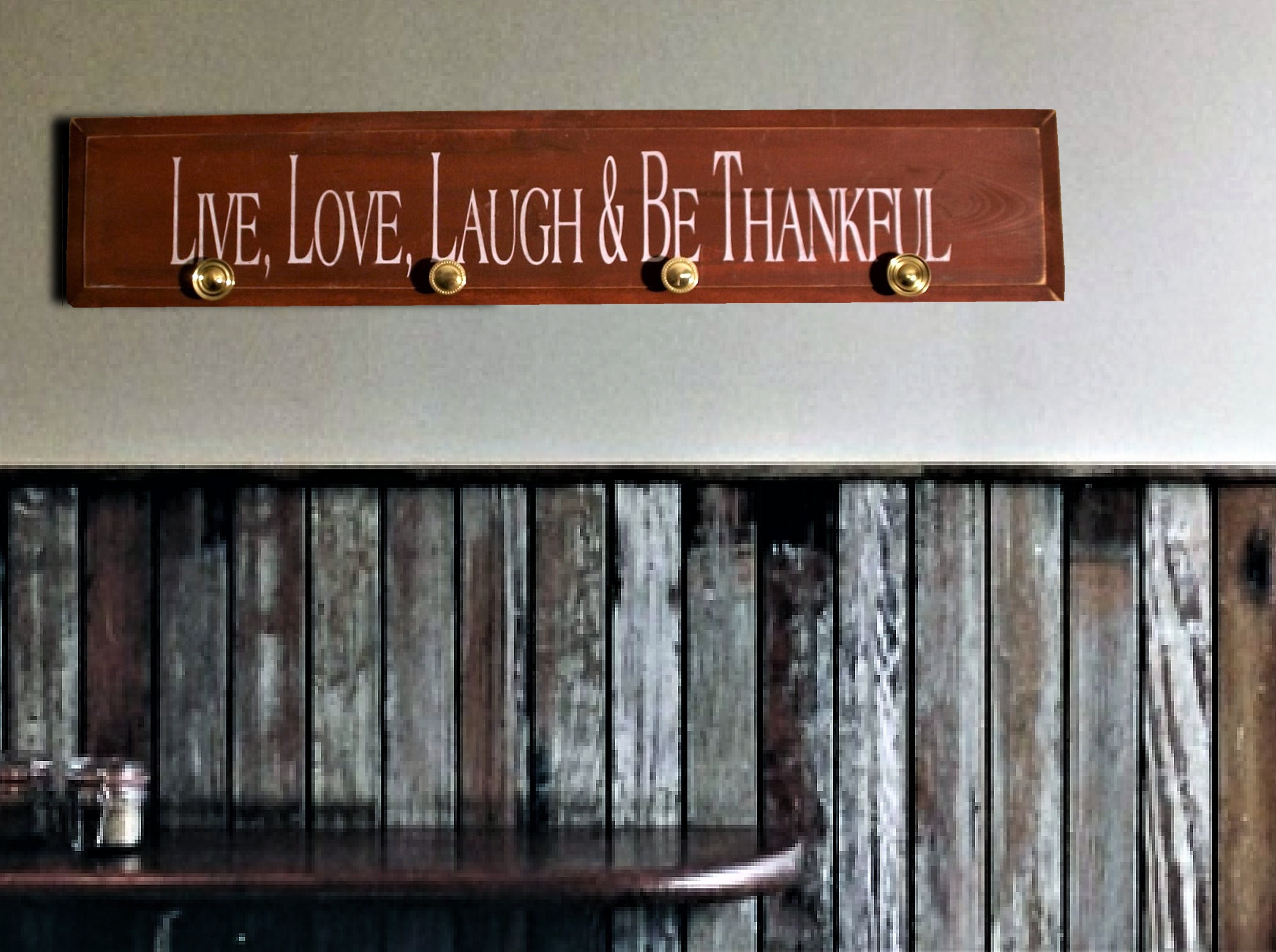 Wooden Coat Rack With Phrase - Hat Rack - Apron Hook - Live, Love ...