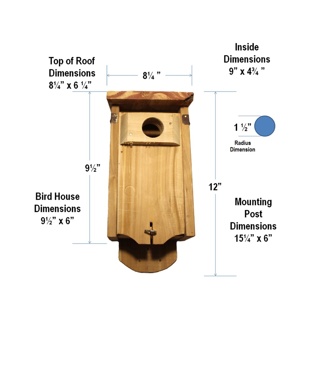 Handmade, Post-mount Birdhouse, Cedar Bluebird House, Cedar Birdhouse, Birdhouse Outdoor, Bird ...