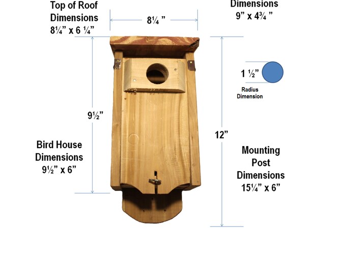 Handmade, Post-mount Birdhouse, Cedar Bluebird House, Cedar Birdhouse ...