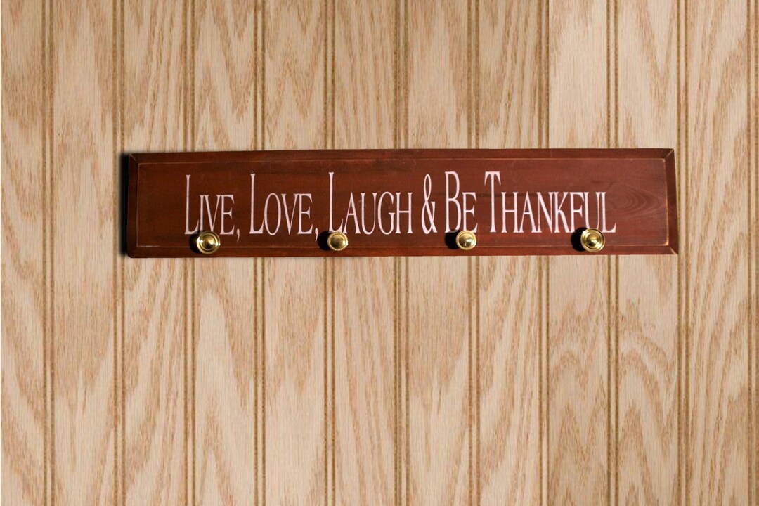 Wooden Coat Rack With Phrase - Hat Rack - Apron Hook - Live, Love ...