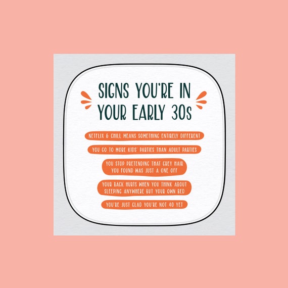 Signs You're in Your 30s Funny Birthday Card Early 30s - Etsy