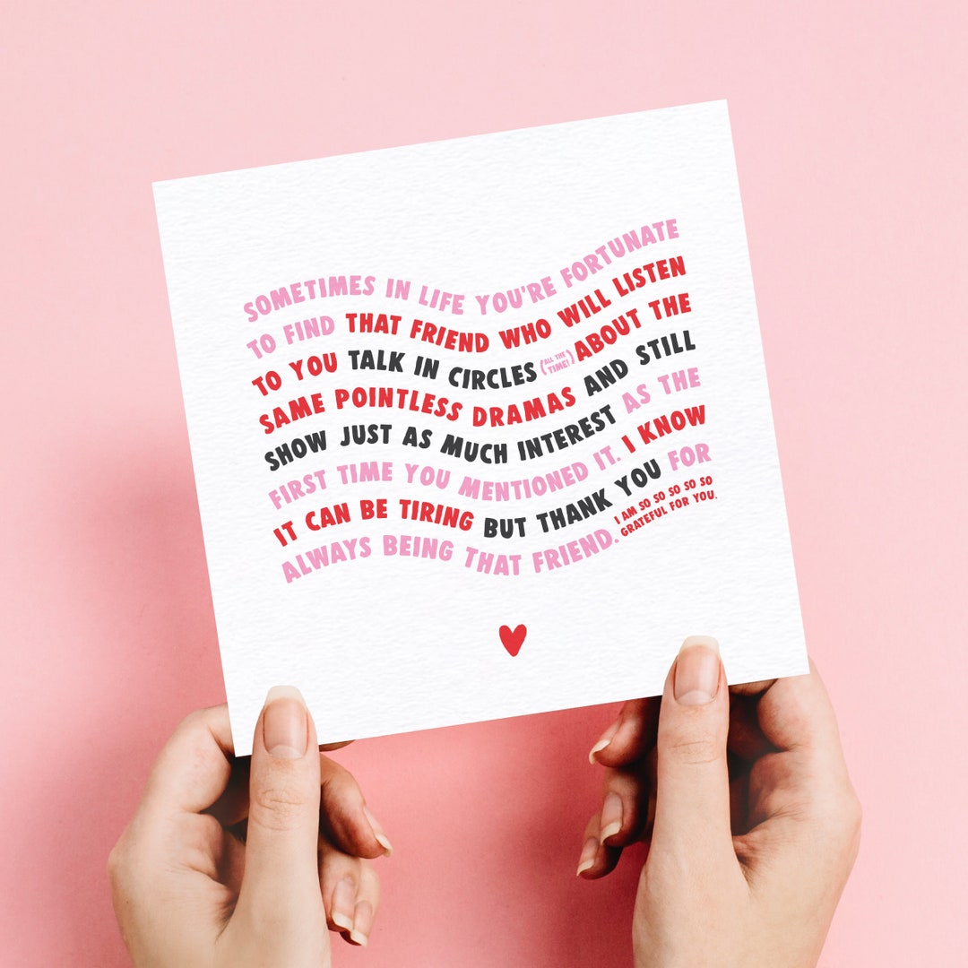 Best Friend Thank You Card | Appreciation Card | Card for Friend ...