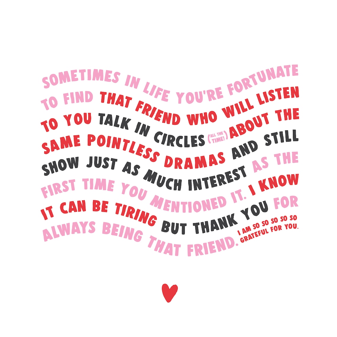 Best Friend Thank You Card Appreciation Card Card for Friend Grateful ...